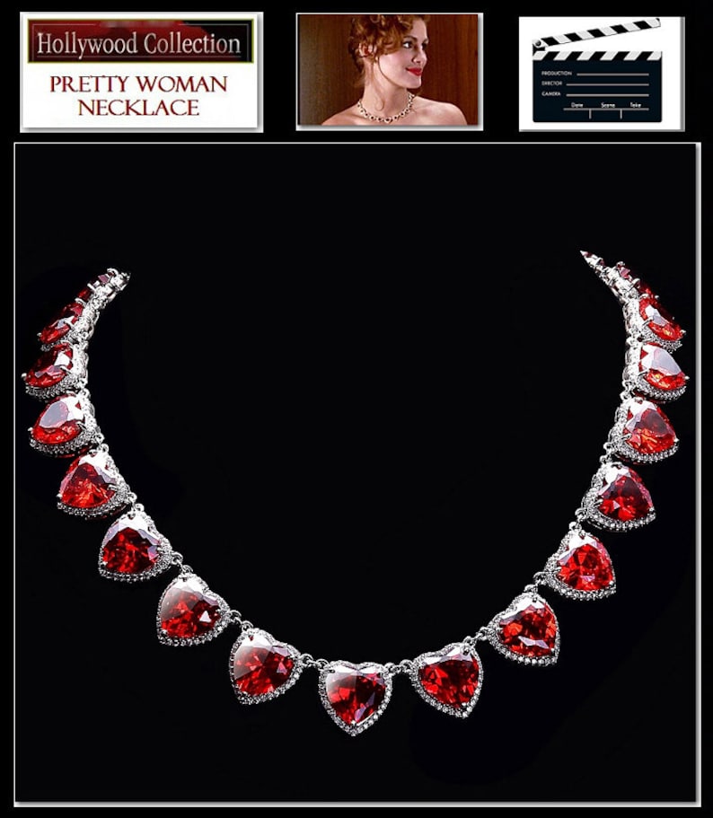 Pretty Woman Necklace Ruby Cz Heart Jewelry Wedding - Etsy
