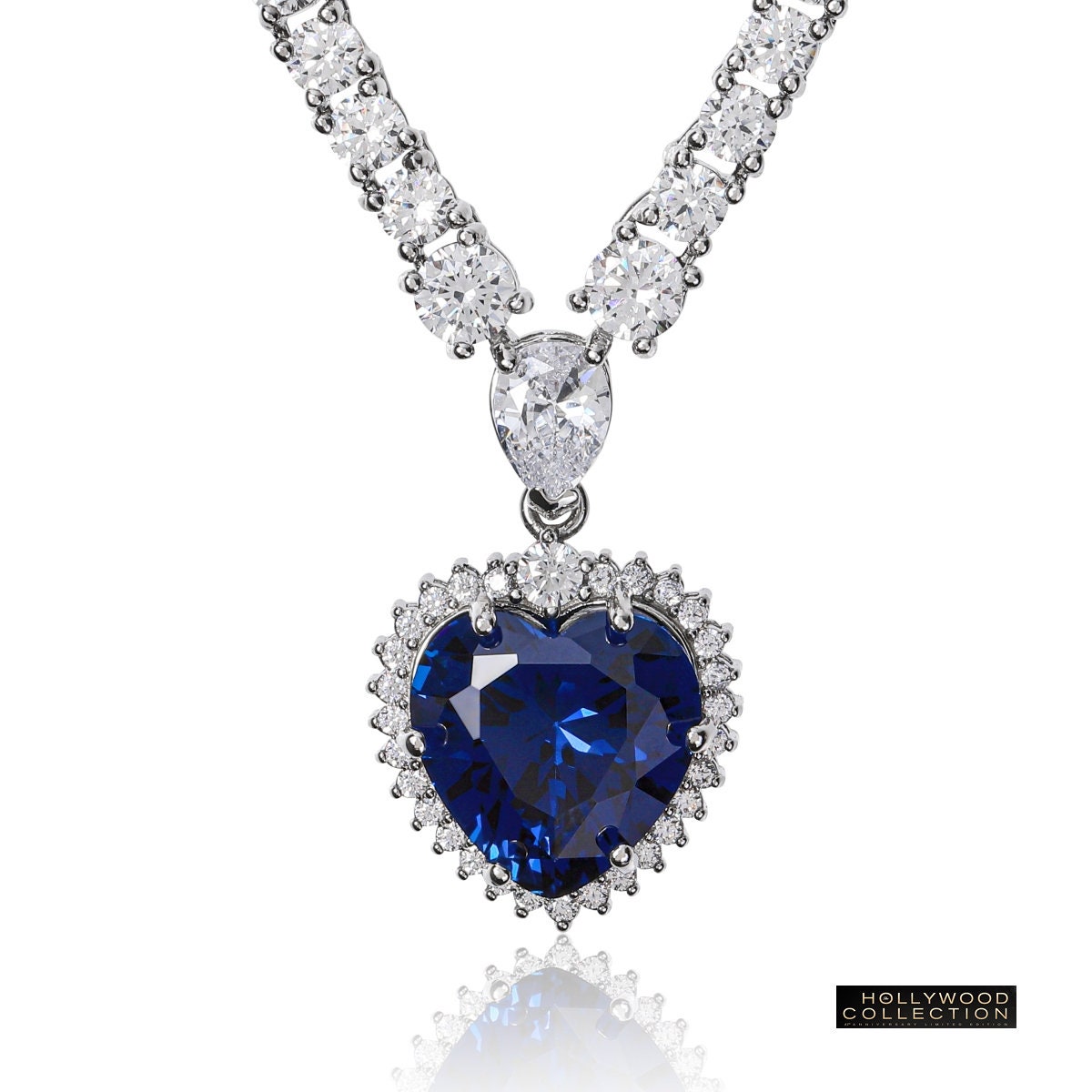 Titanic Necklace Heart of Ocean Blue Diamond Cz - Petite Size - Etsy