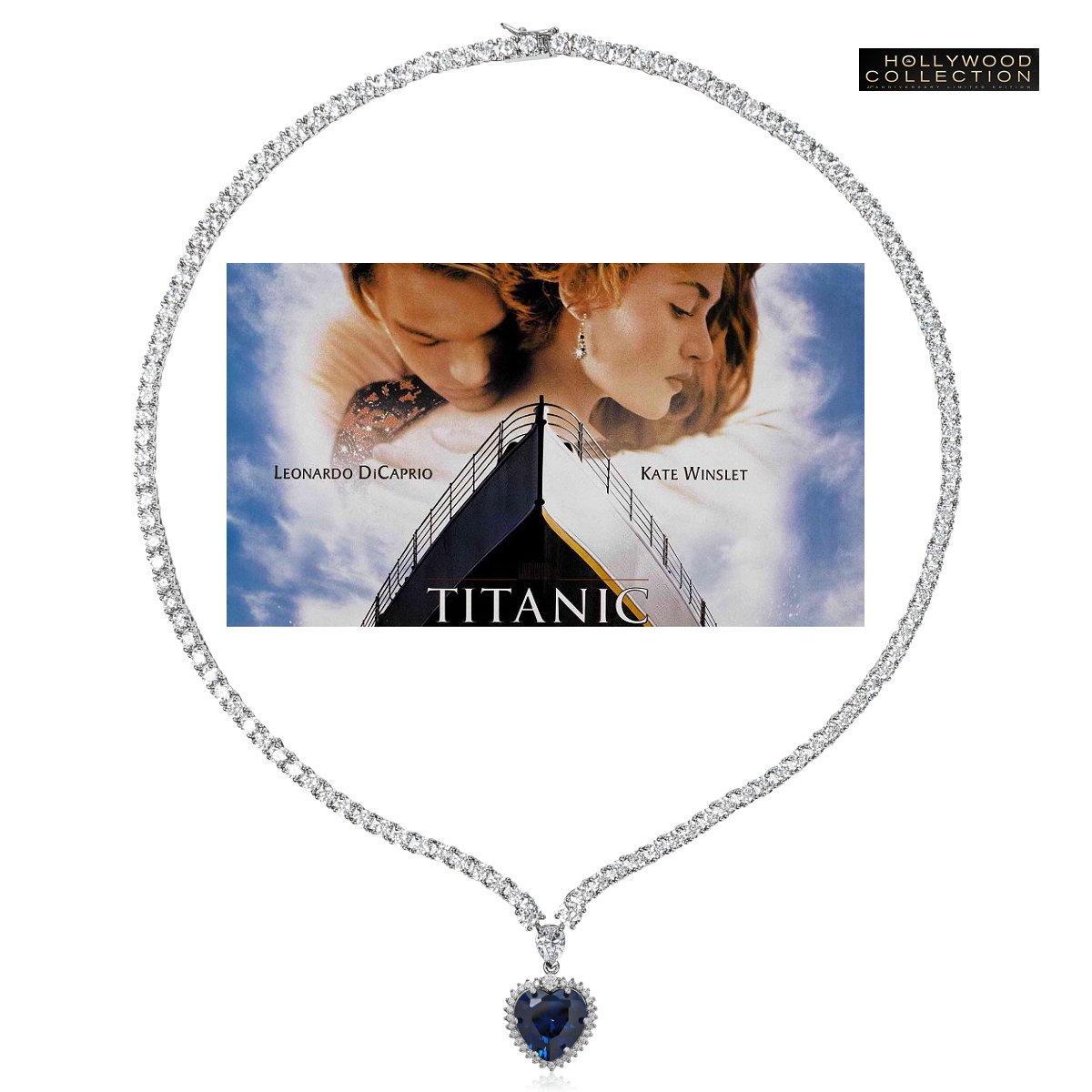 Titanic Necklace Heart of Ocean Blue Diamond Cz - Petite Size - Etsy