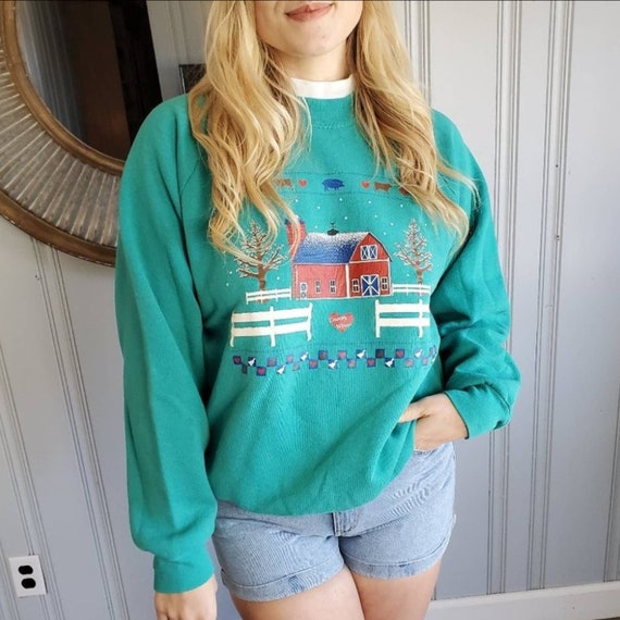 Teal Gray Vtg Collared Gem