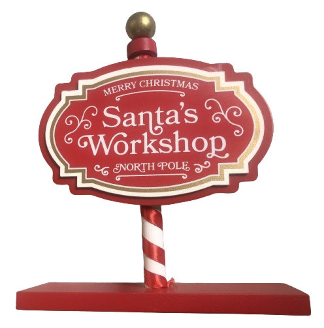 North Pole Santa's Workshop Timber Sign on Stand Brand New - Etsy