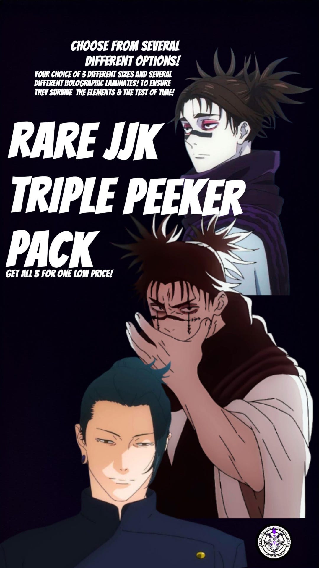 Rare JJK Beloved Villains Triple PACK - Premium Vinyl Peeker Set - 3PK ...
