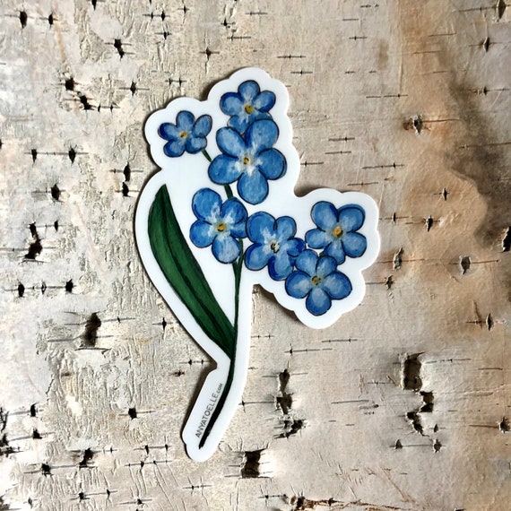 Forget-me-not Sticker Alaskan Artist Acrylic Painting | Etsy