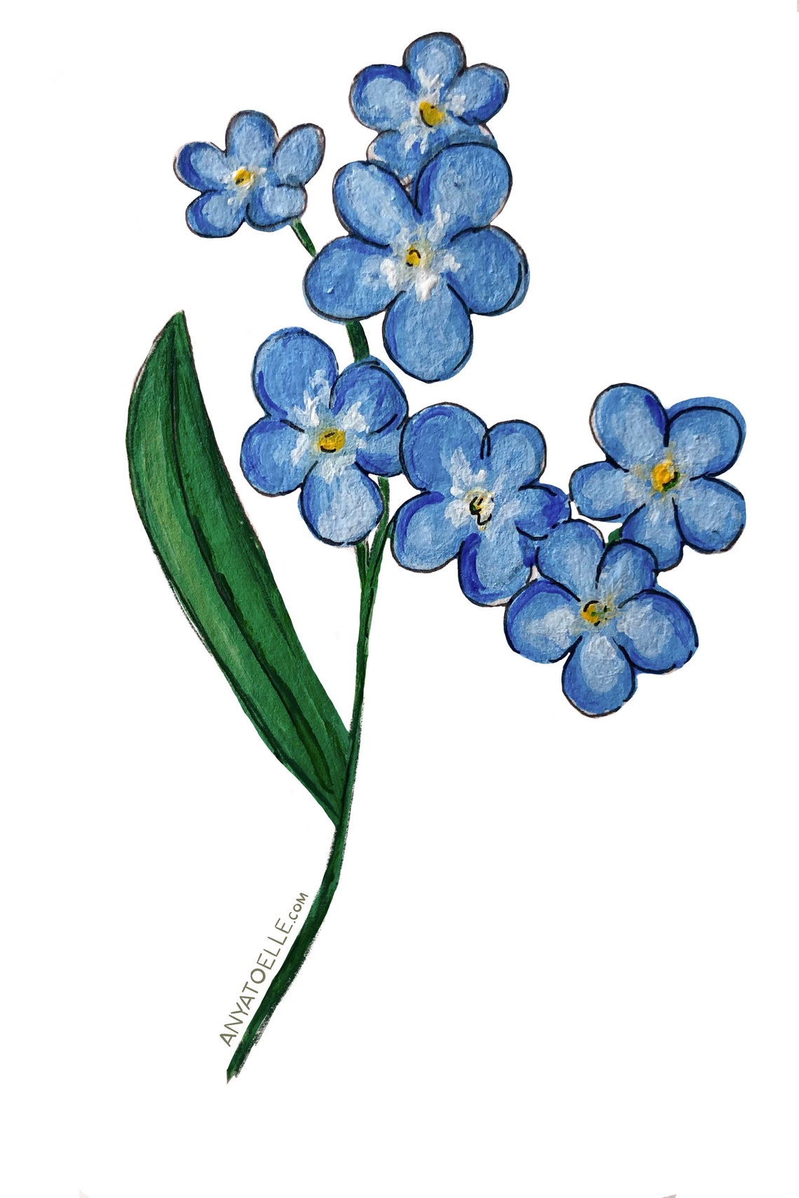 Forget-me-not Sticker Alaskan Artist Acrylic Painting - Etsy