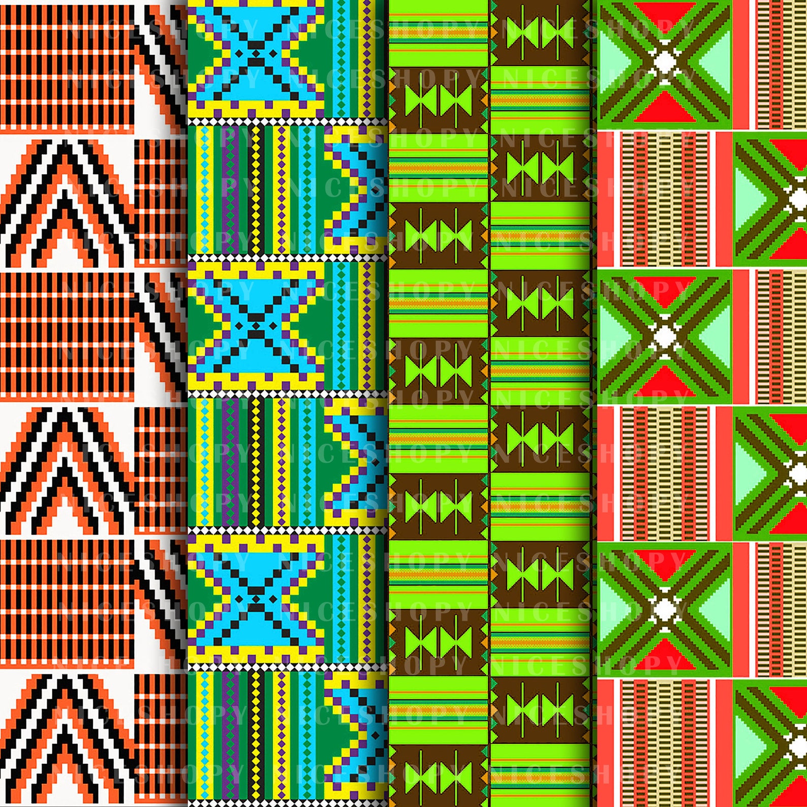 Digital Kente Paper Pack 16 Digital Printable Scrapbooking | Etsy
