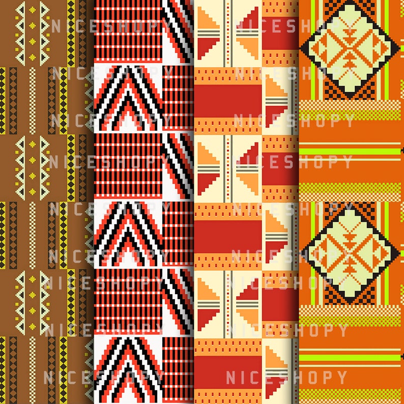 Digital Kente Paper Pack, 26 Papers African Digital Paper, Face Mask ...