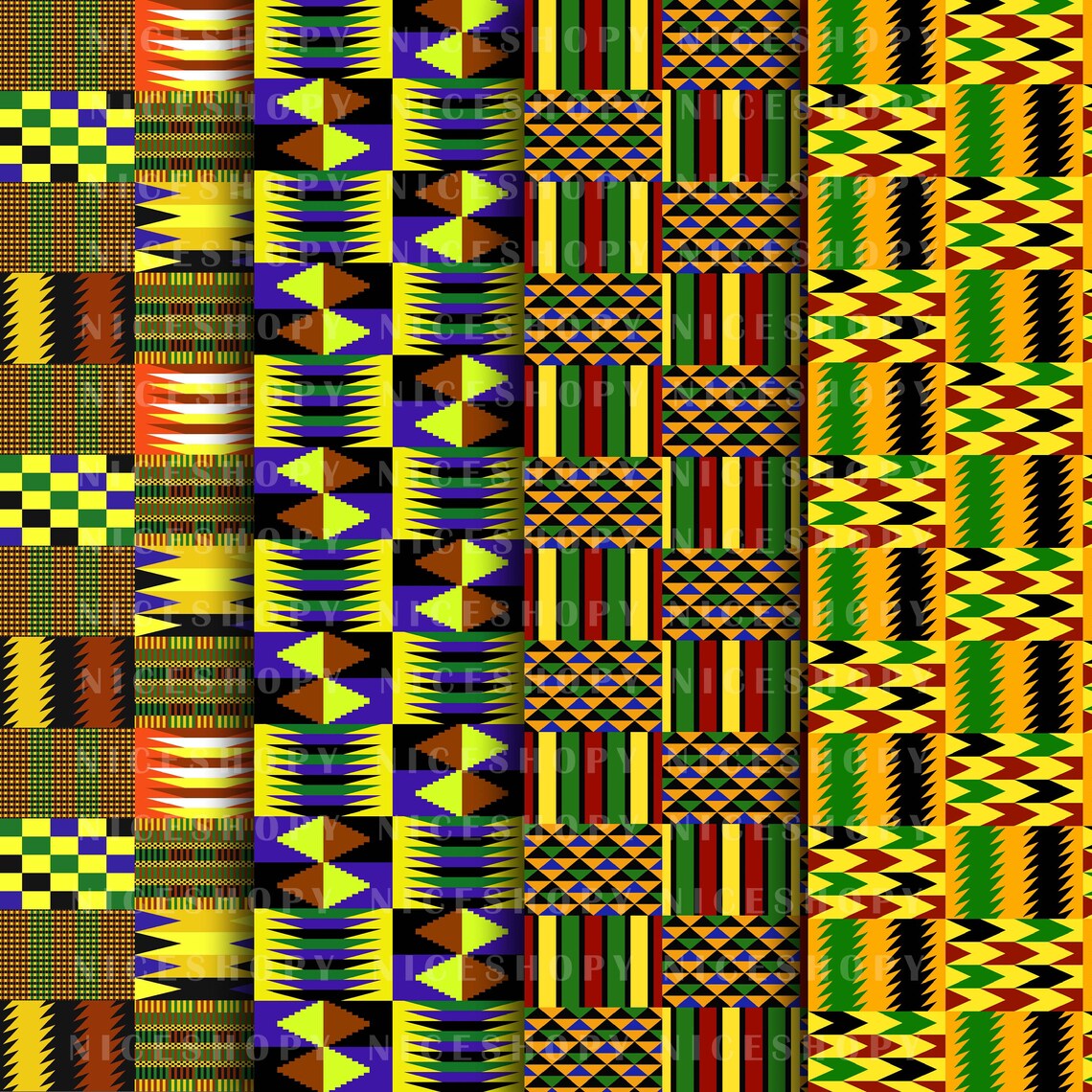 Digital Kente Paper Pack 16 Digital Printable Scrapbooking | Etsy