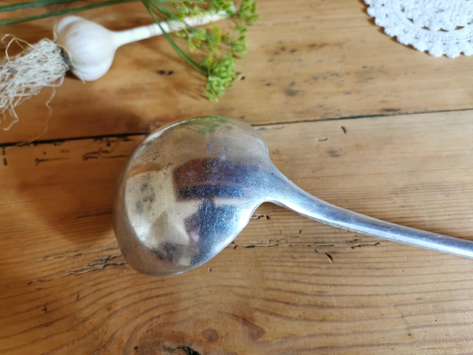 Louche vintage en aluminium, louche primitive souce, ustensiles de ...