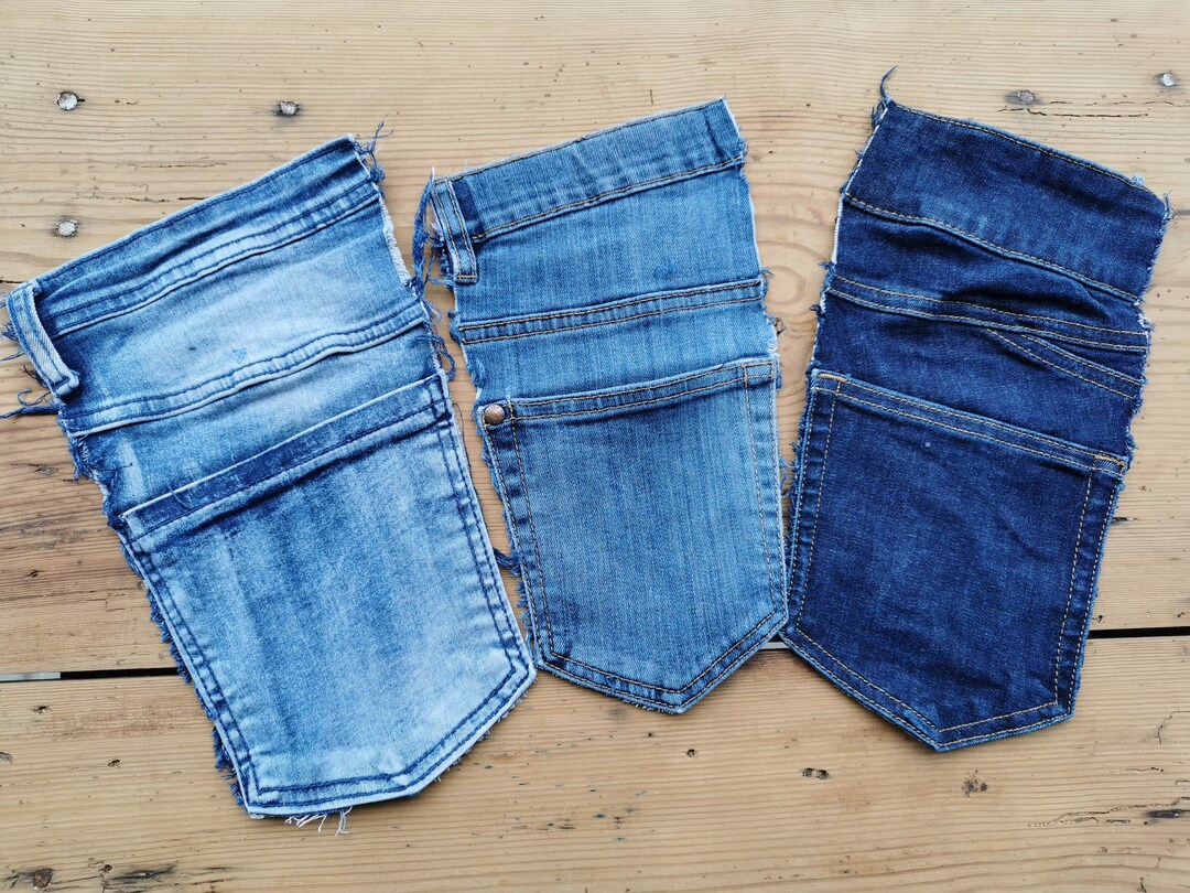 Jeans Pockets, 3 Pieces Salvaged Denim Back Pockets - Etsy