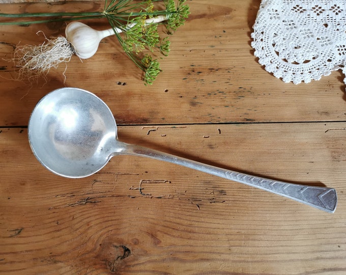 Louche vintage en aluminium, louche primitive souce, ustensiles de ...
