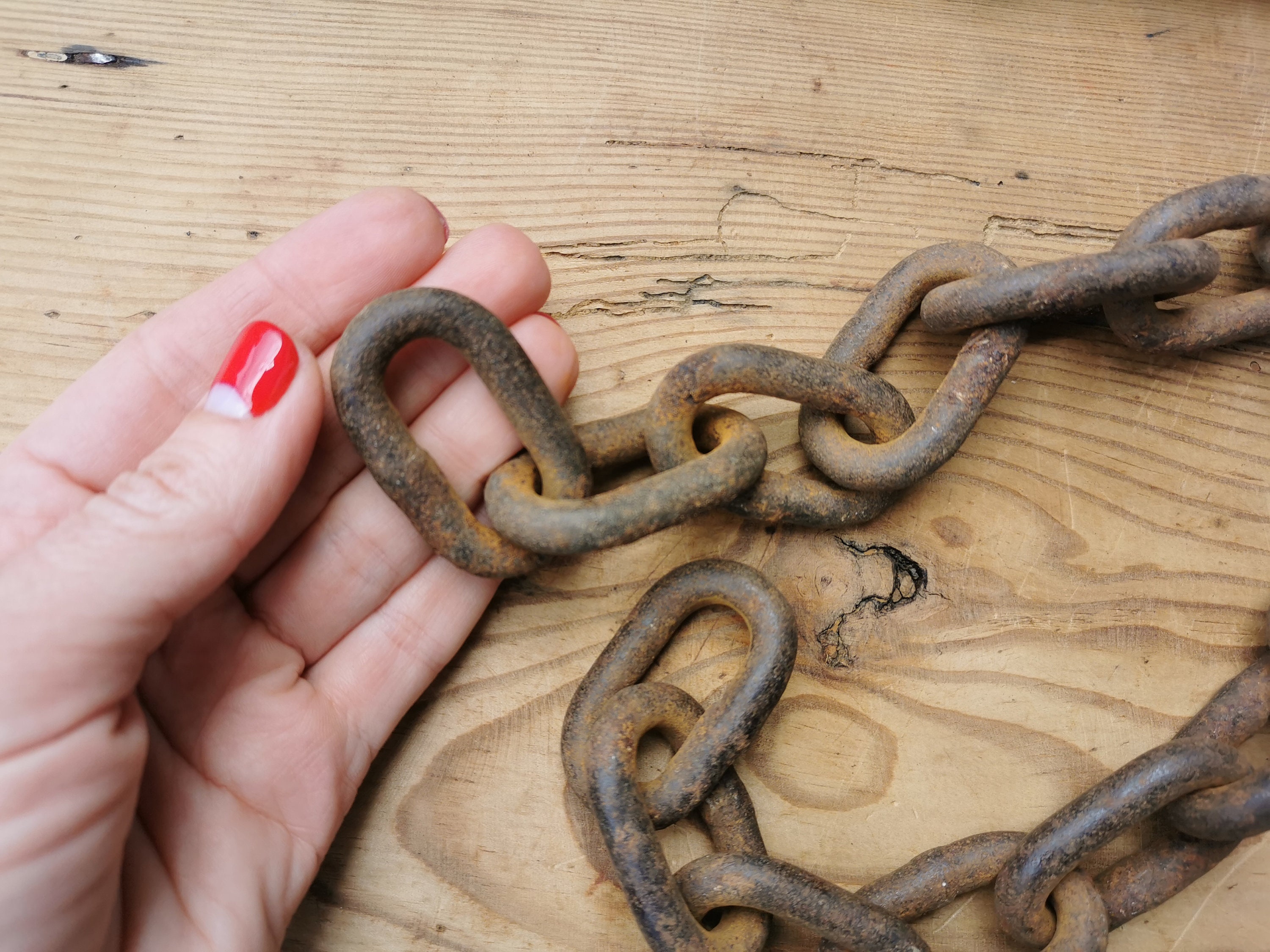 Primitive rusty iron chain 32 inches antique farm chain | Etsy