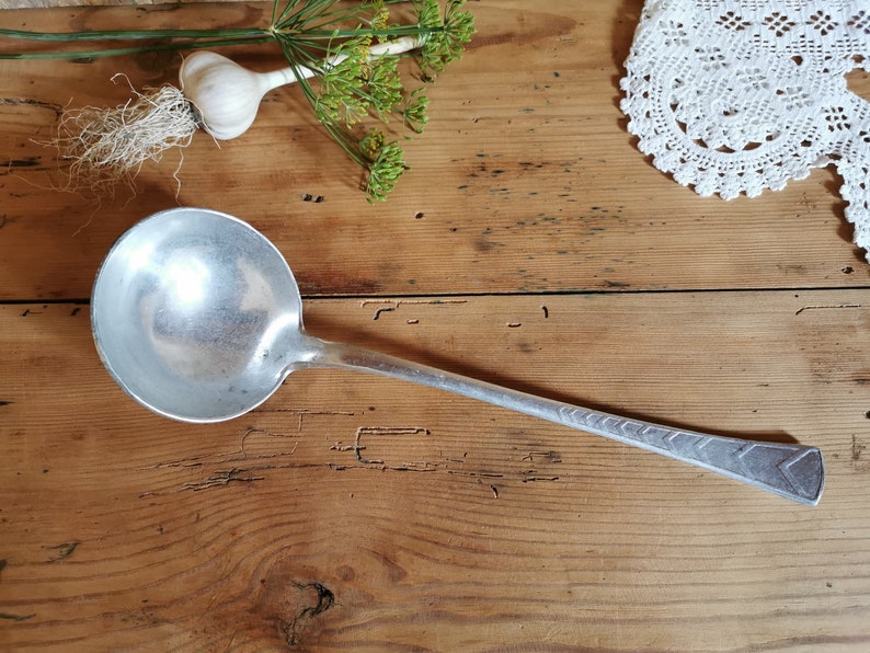 Vintage aluminum ladle primitive soup ladle vintage kitchen | Etsy