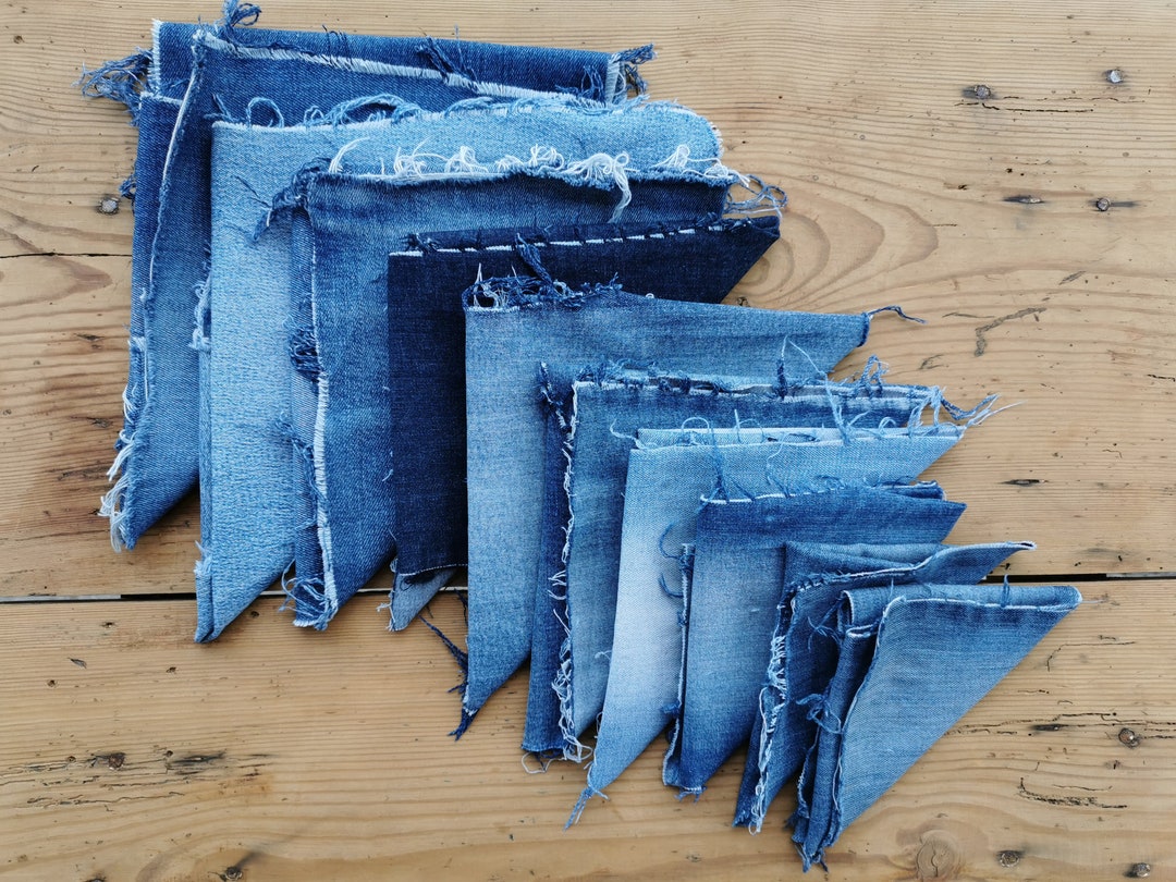Denim Fabric Scraps for Slow Stitching Projects - Etsy