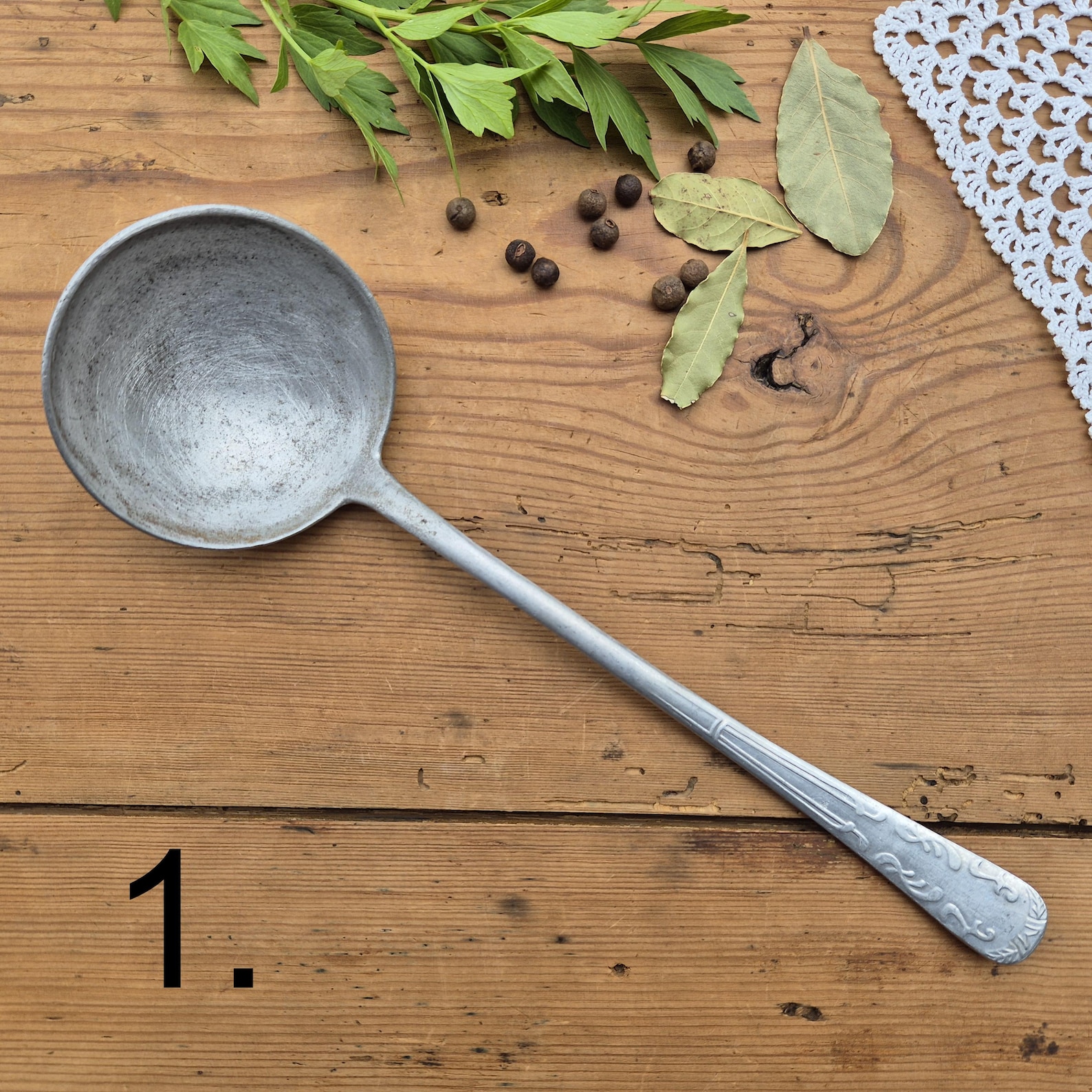 Louche vintage en aluminium, louche primitive souce, ustensiles de ...