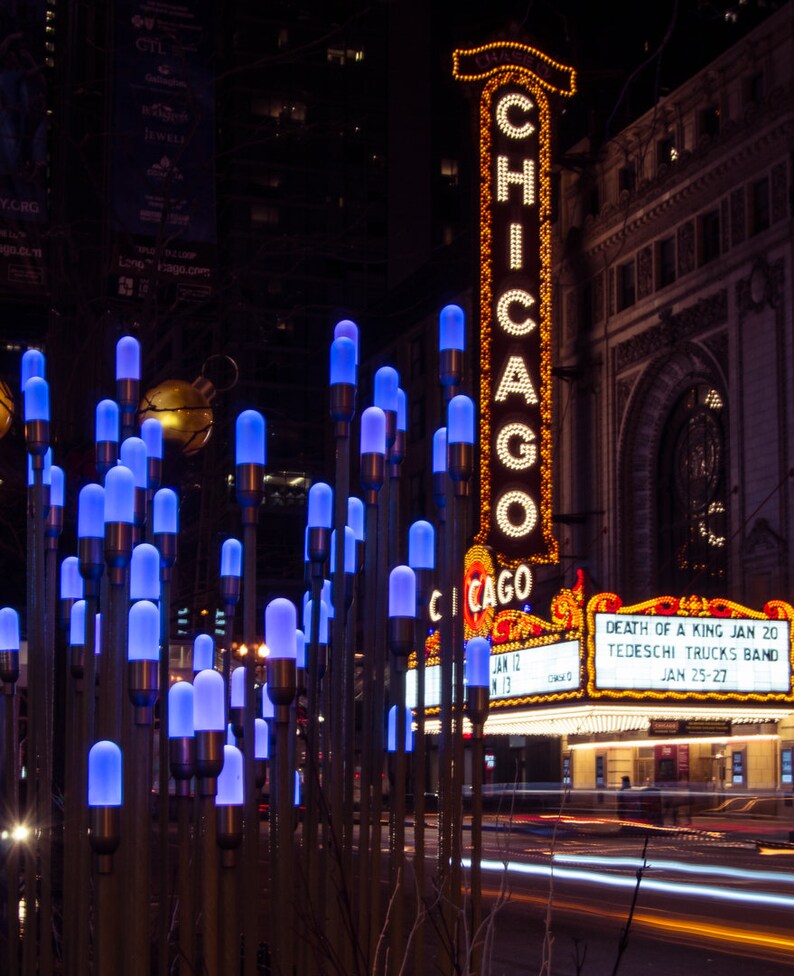 Chicago Sign at Night - Etsy