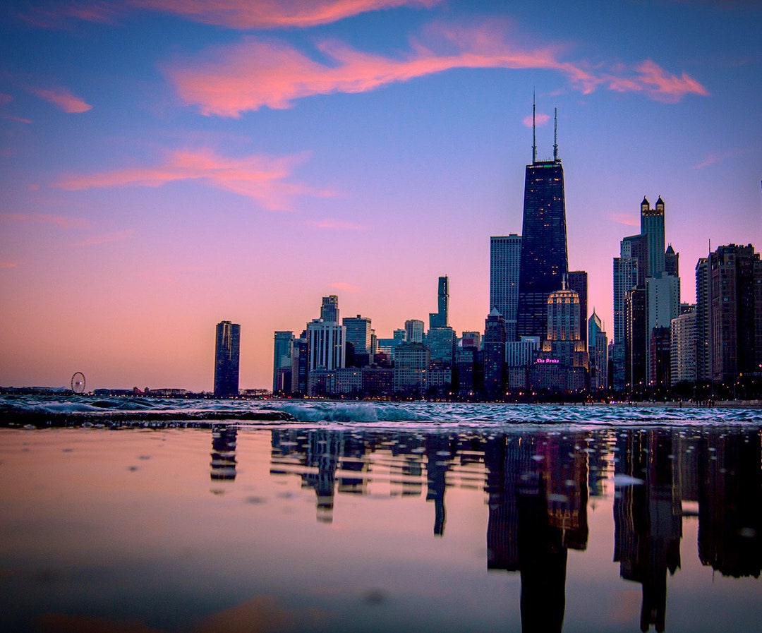 Chicago Gold Coast Skyline Sunset - Etsy