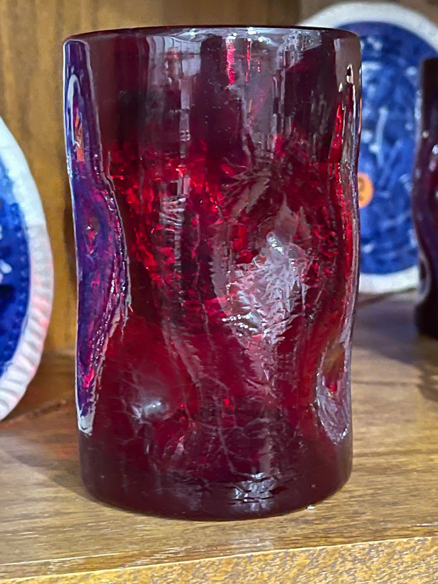 Antique Blown Glass Ruby Red Colored Set of 4 Glasses | Etsy