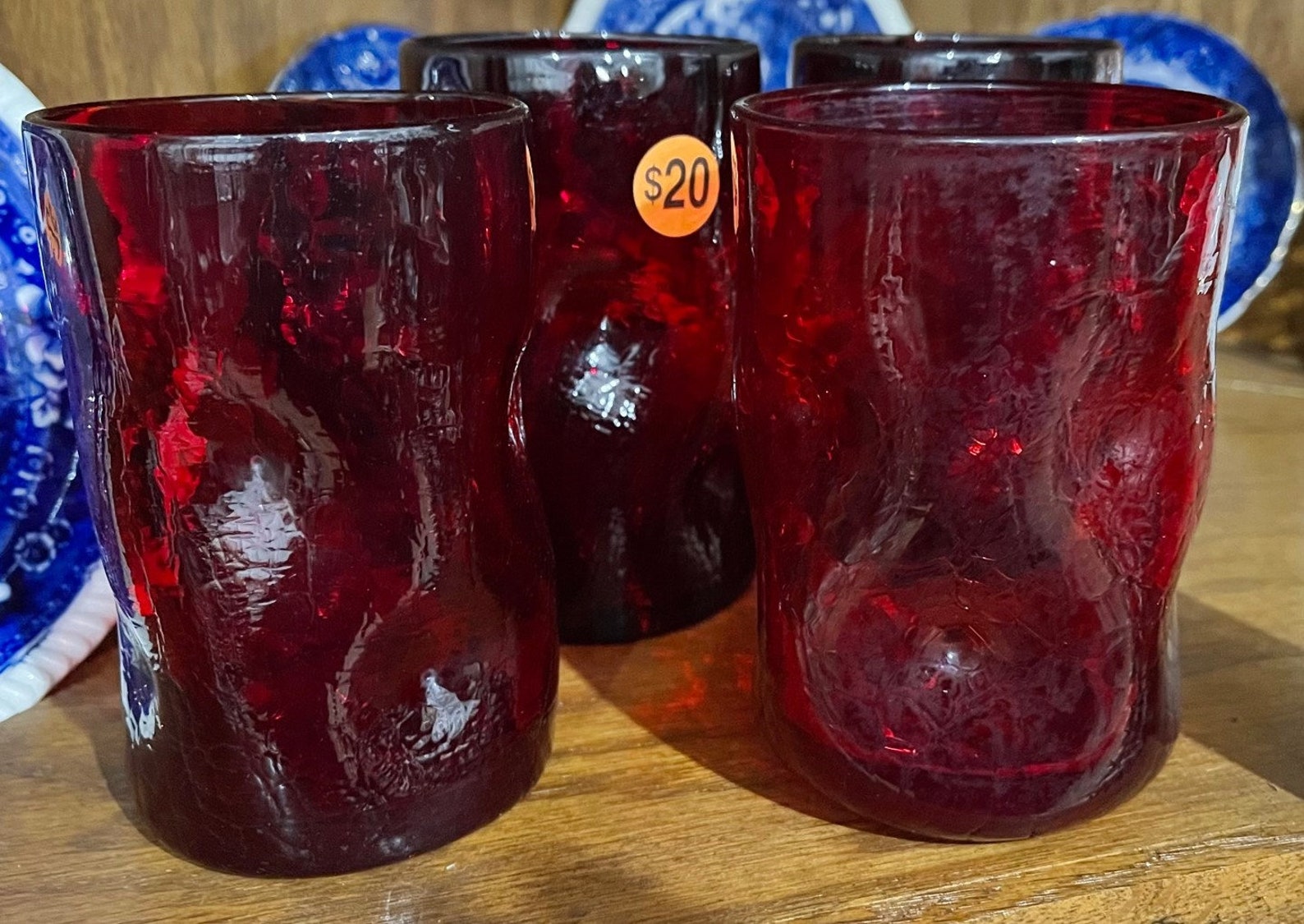 Antique Blown Glass Ruby Red Colored Set of 4 Glasses | Etsy