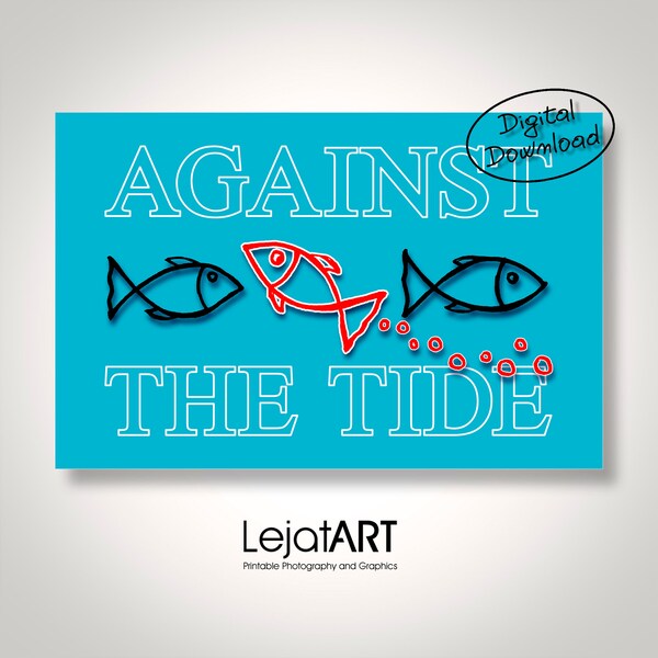 Swimming Against the Current Art - Etsy