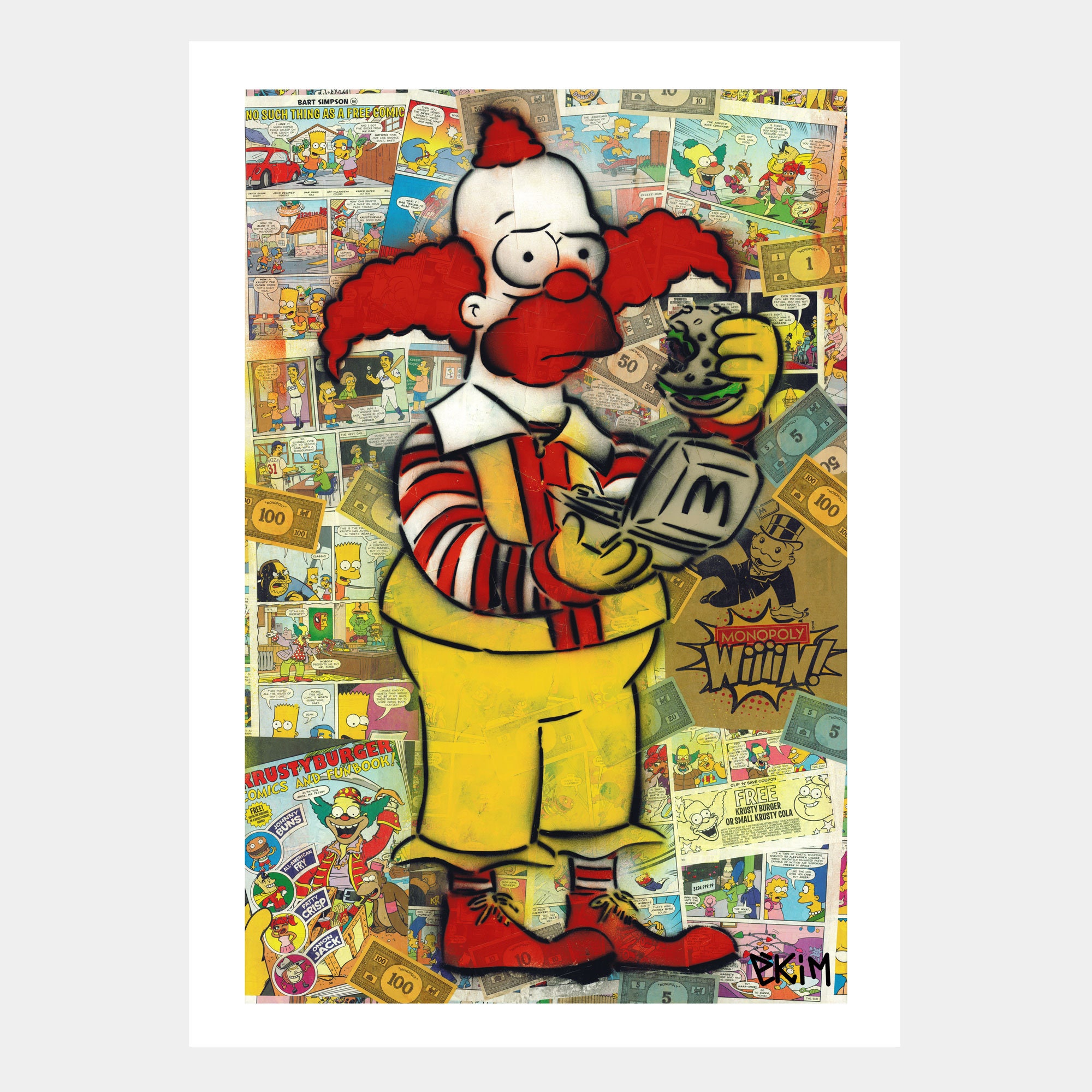 Krusty Mcdonald the Clown the Simpsons Street Art Graffiti by Ekim ...