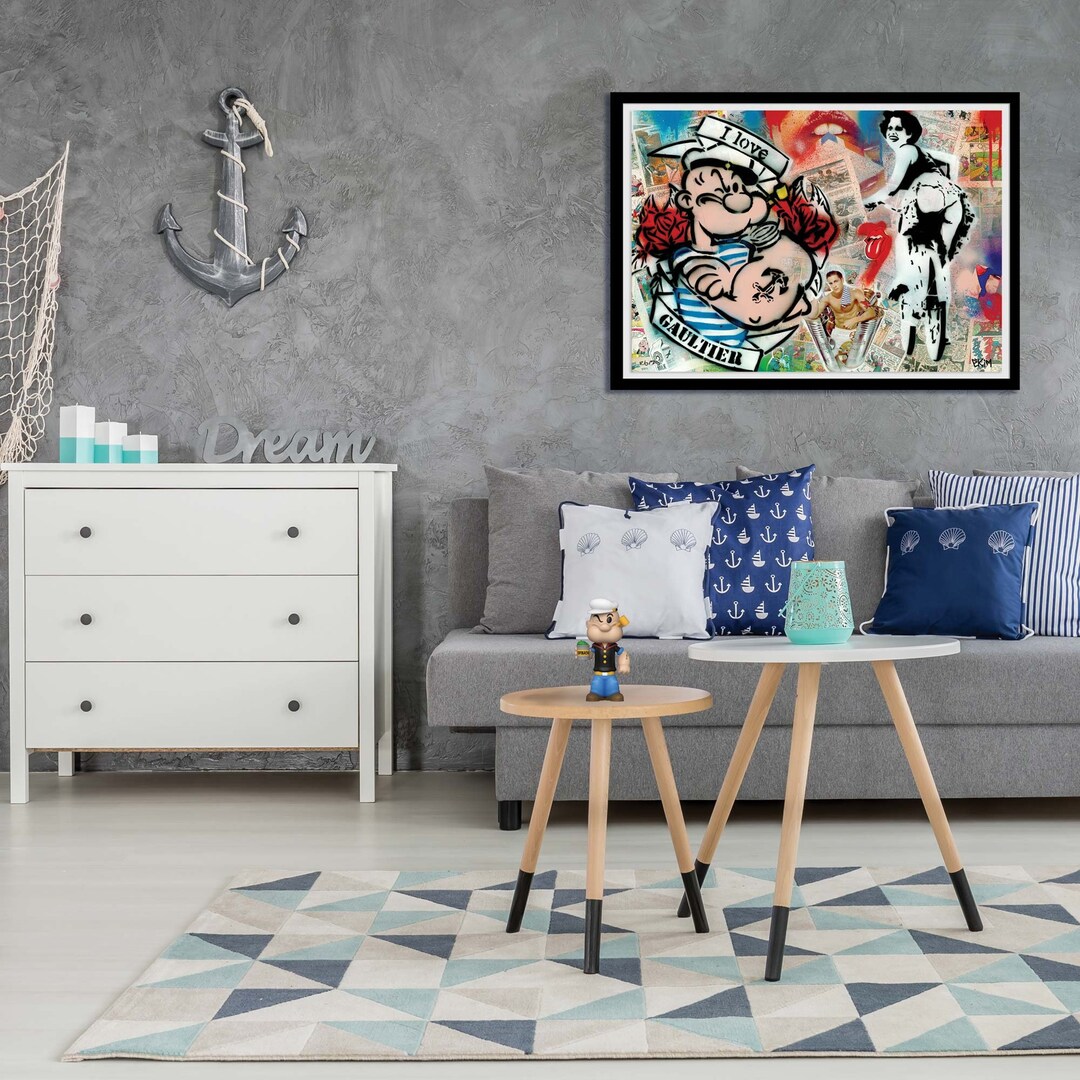 Popeye Jean Paul Gaultier With Girl on Bike Street Art by Ekim - Etsy