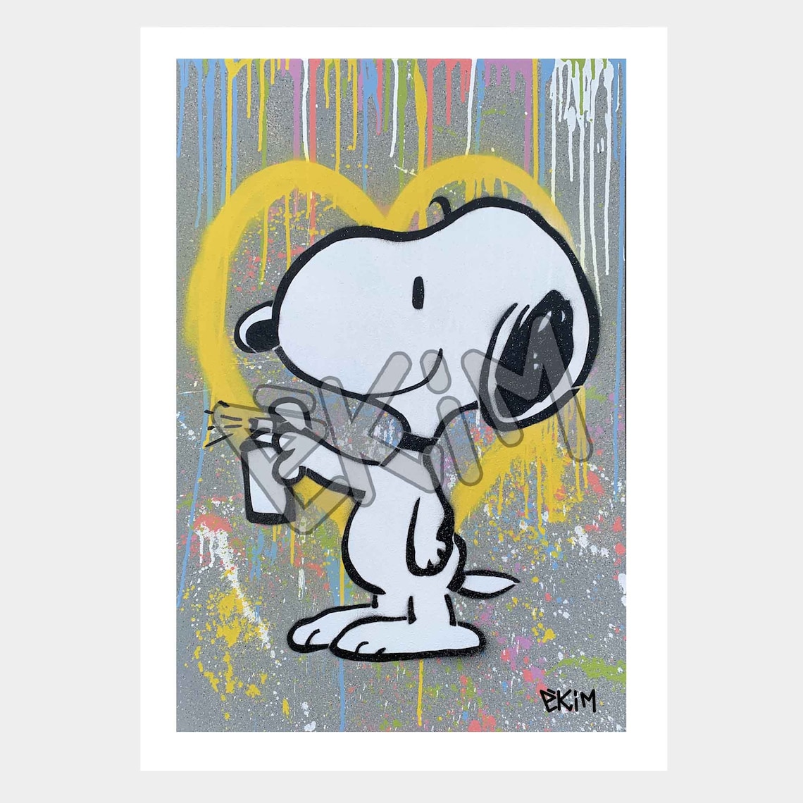 Snoopy Street Art Graffiti With Yellow Heart Limited Edition Print ...