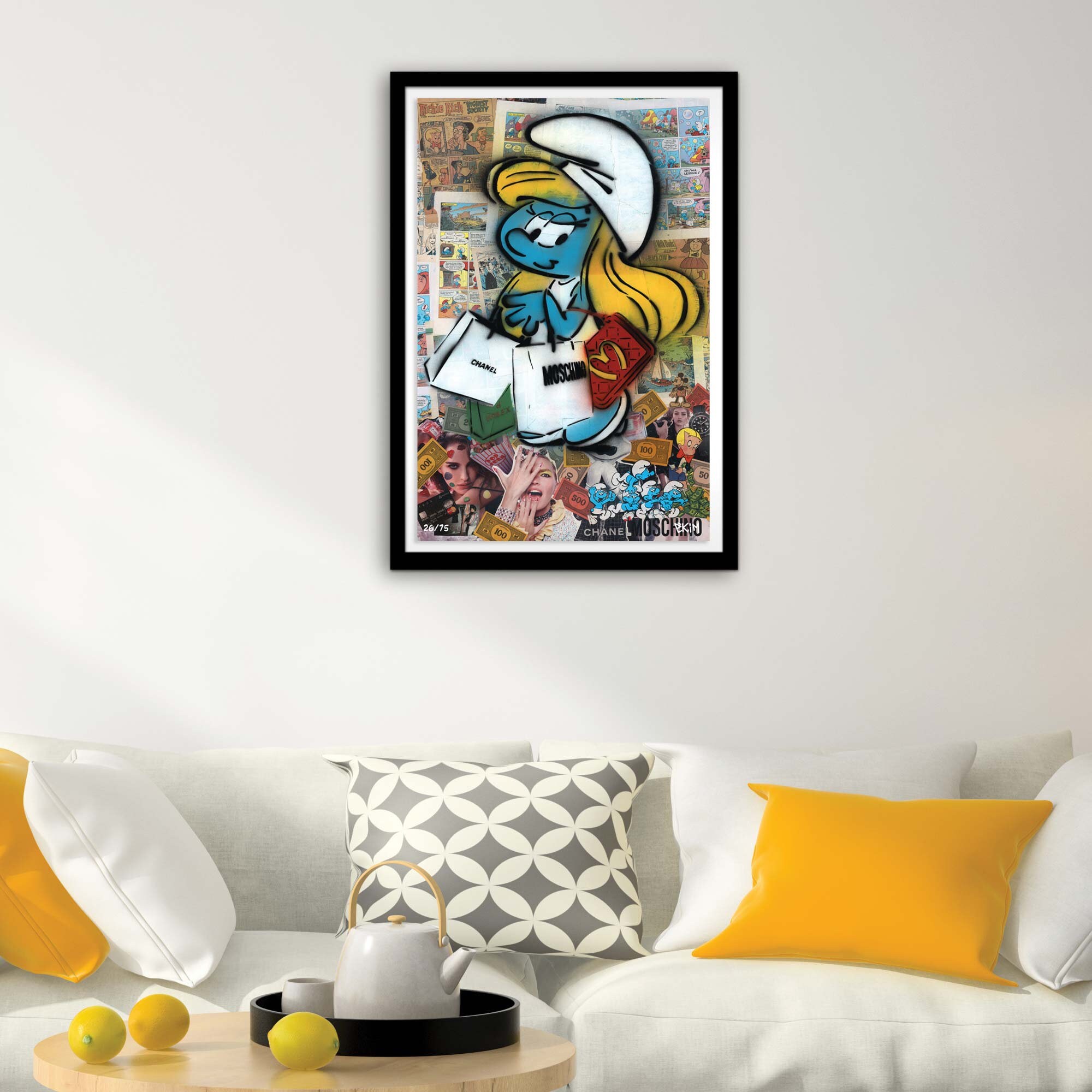 Smurfette Shopping Street Art With Designer Shopping Bags - Etsy
