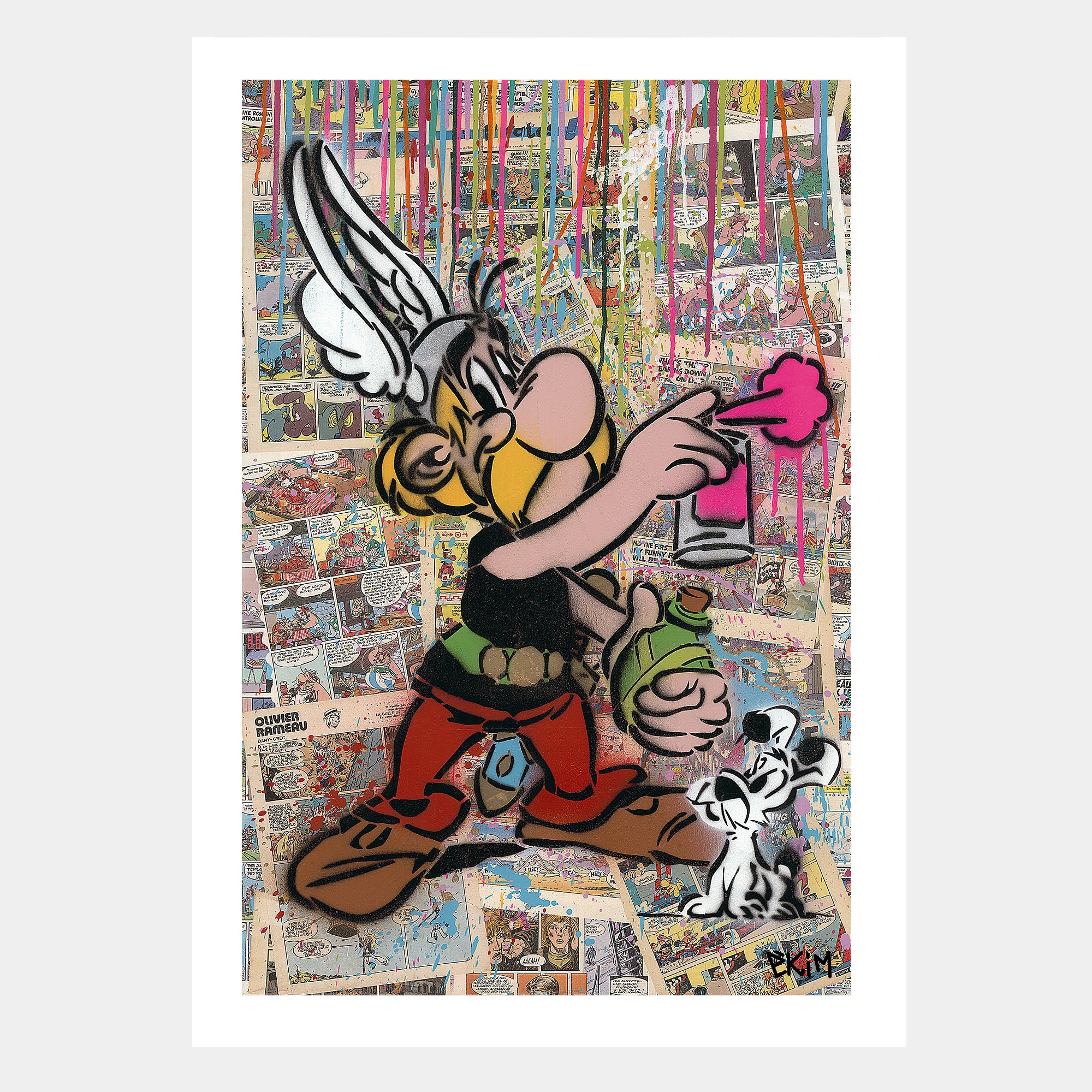 Asterix Street Art With Pink Spray Paint Graffiti Limited Edition Print ...