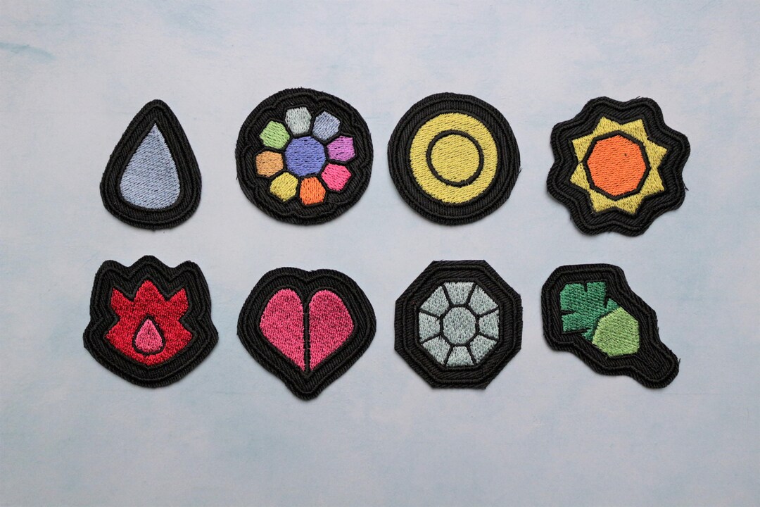 Pokemon Gym Badges, Kanto Region, Iron or Sew on Patches Pack,mini ...