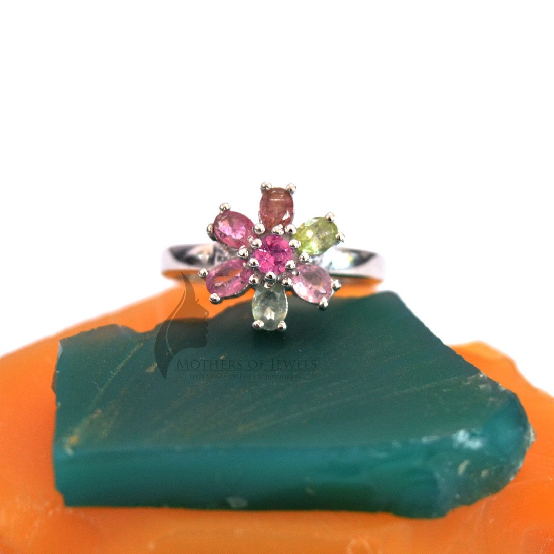 Elegant Multi Tourmaline Quartz Ring Gemstone Ring Multi - Etsy