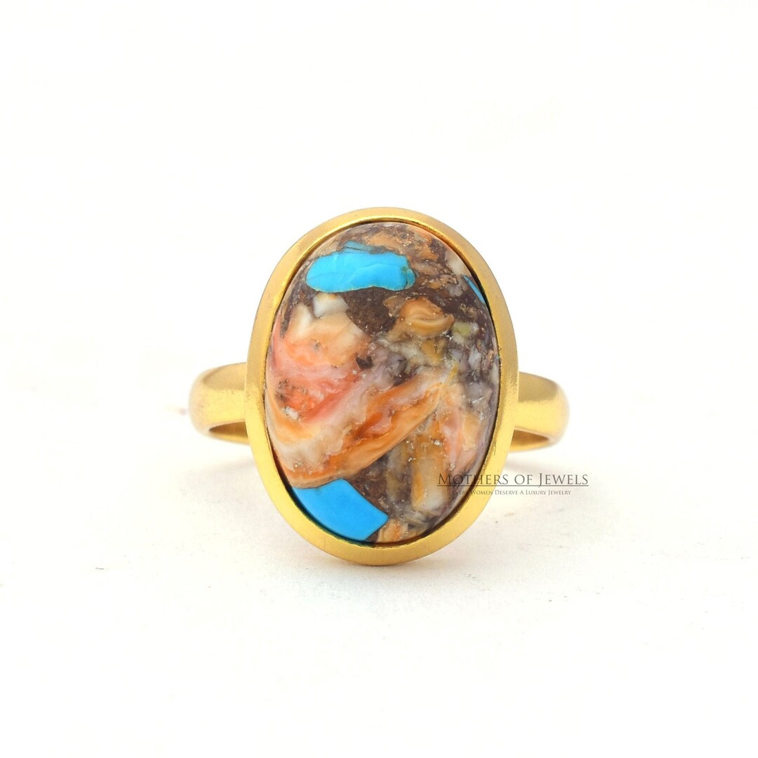 Elegant Yellow Oyster Copper Turquoise Ring Gemstone Ring - Etsy