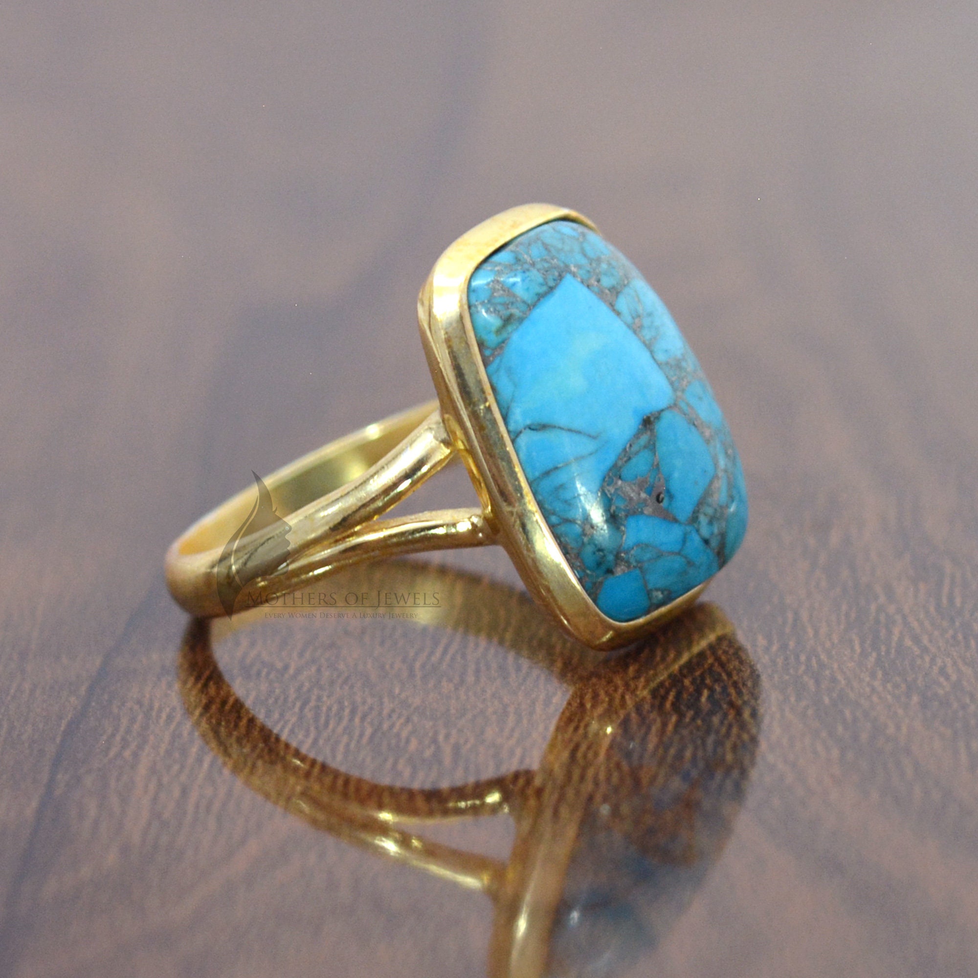 Anillo turquesa anillo de piedra preciosa turquesa de aullido | Etsy