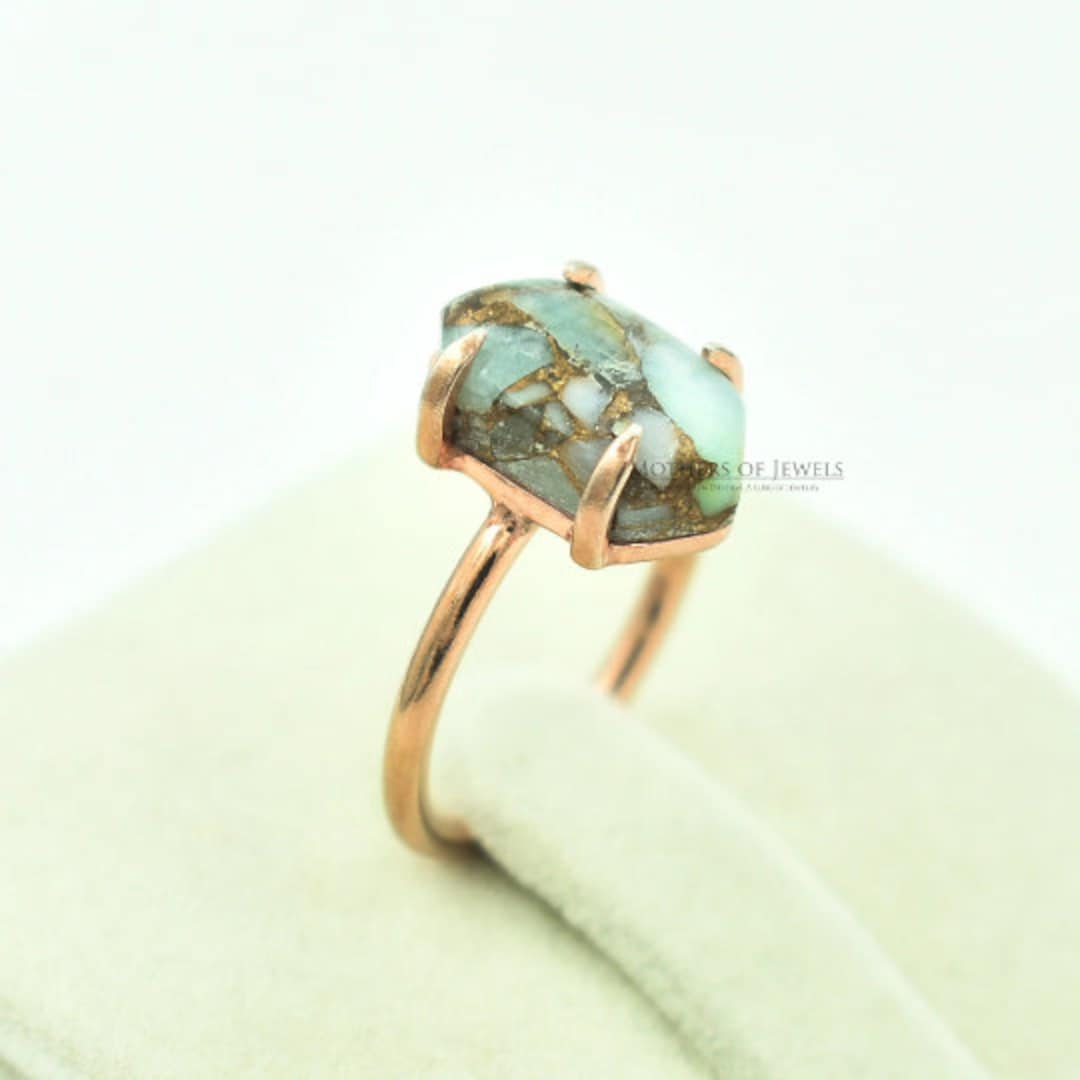 Elegant Copper Amazonite Ring Halloween Ring Green Multi - Etsy