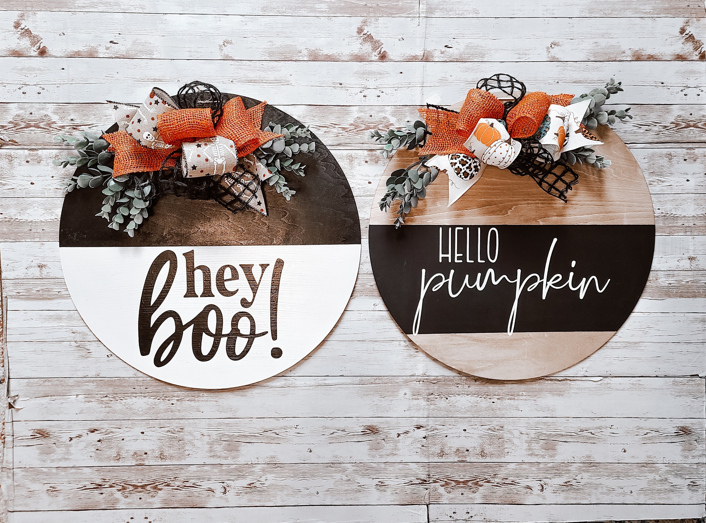 Fall Wood Door Sign//round Wood Sign//hello Pumpkin Sign - Etsy