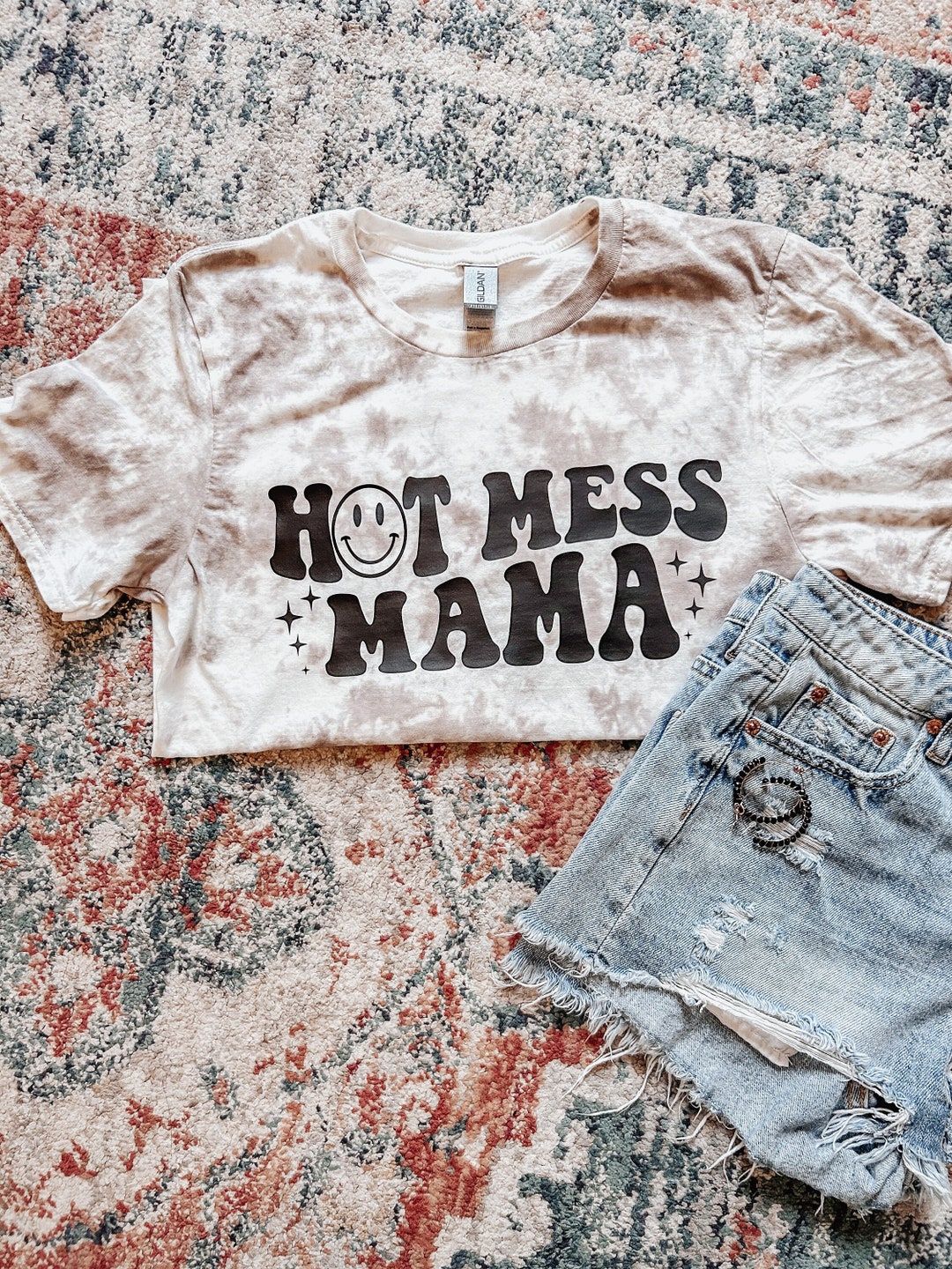 Acid Washed Mama Tshirt//hot Mess Mama Tee//mama Tshirt - Etsy
