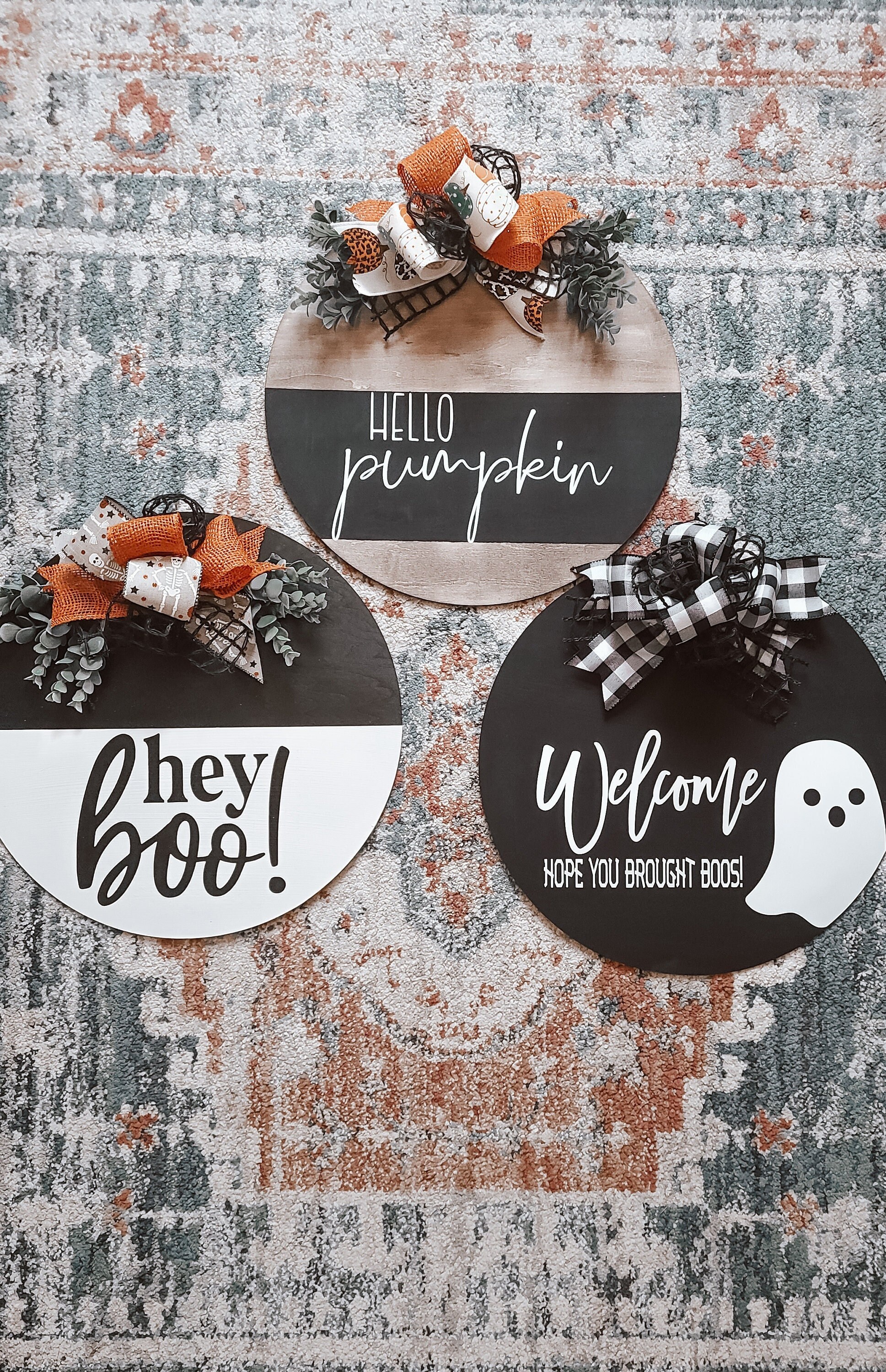 Fall Wood Door Sign//round Wood Sign//hello Pumpkin Sign - Etsy