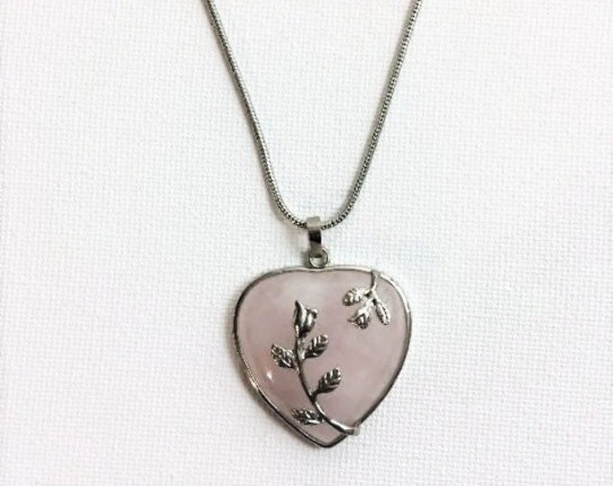 Rose Quartz Heart Necklace, Gemstone Jewelry - Etsy