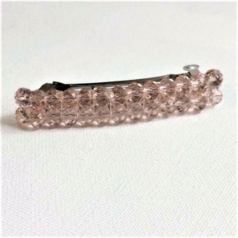 Pink Crystal Beaded Barrette 3 Inch - Etsy