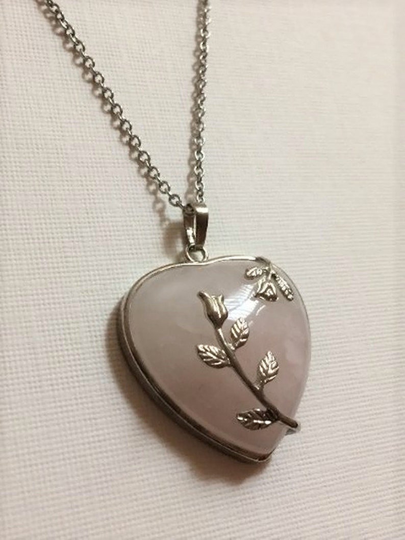 Rose Quartz Heart Necklace Gemstone Jewelry | Etsy