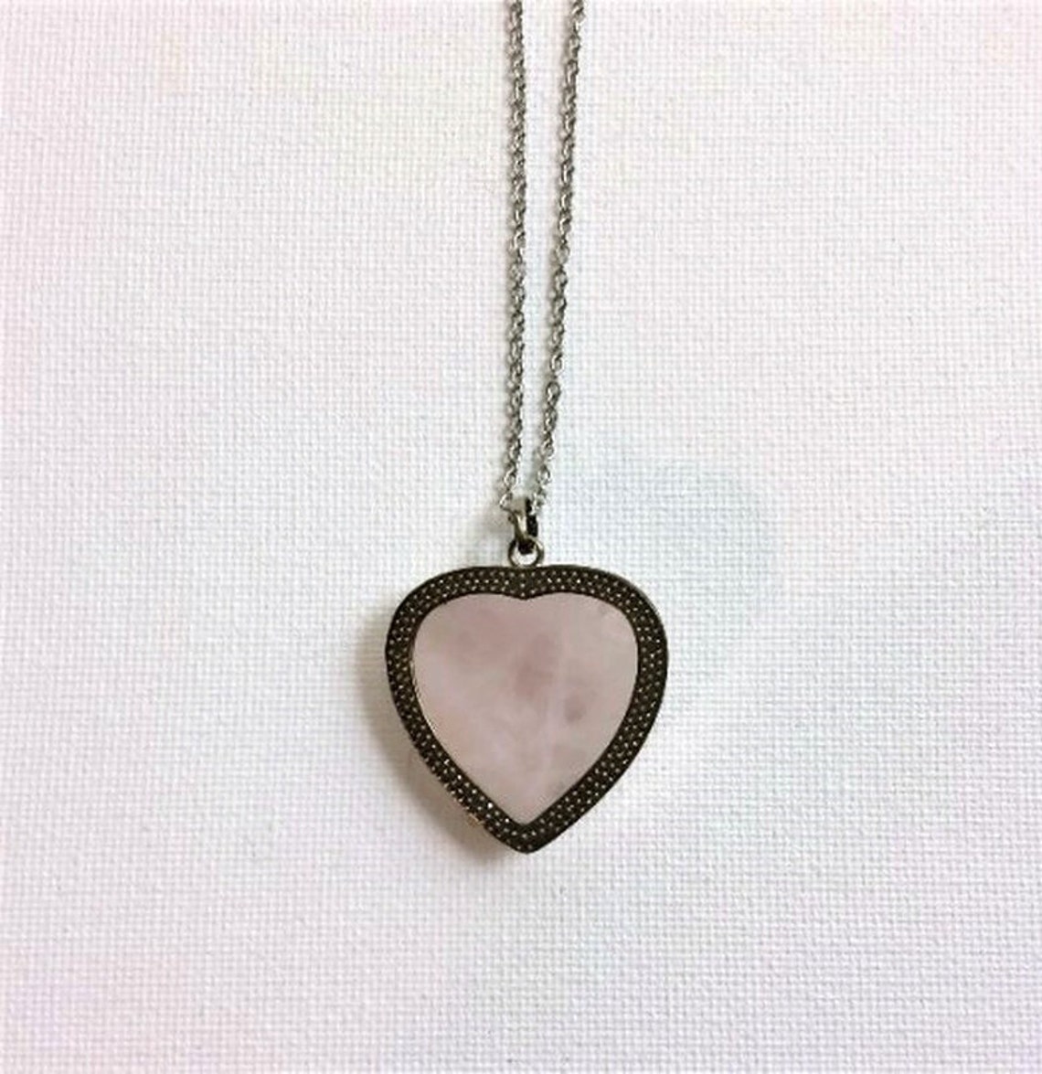 Rose Quartz Heart Necklace, Gemstone Jewelry - Etsy