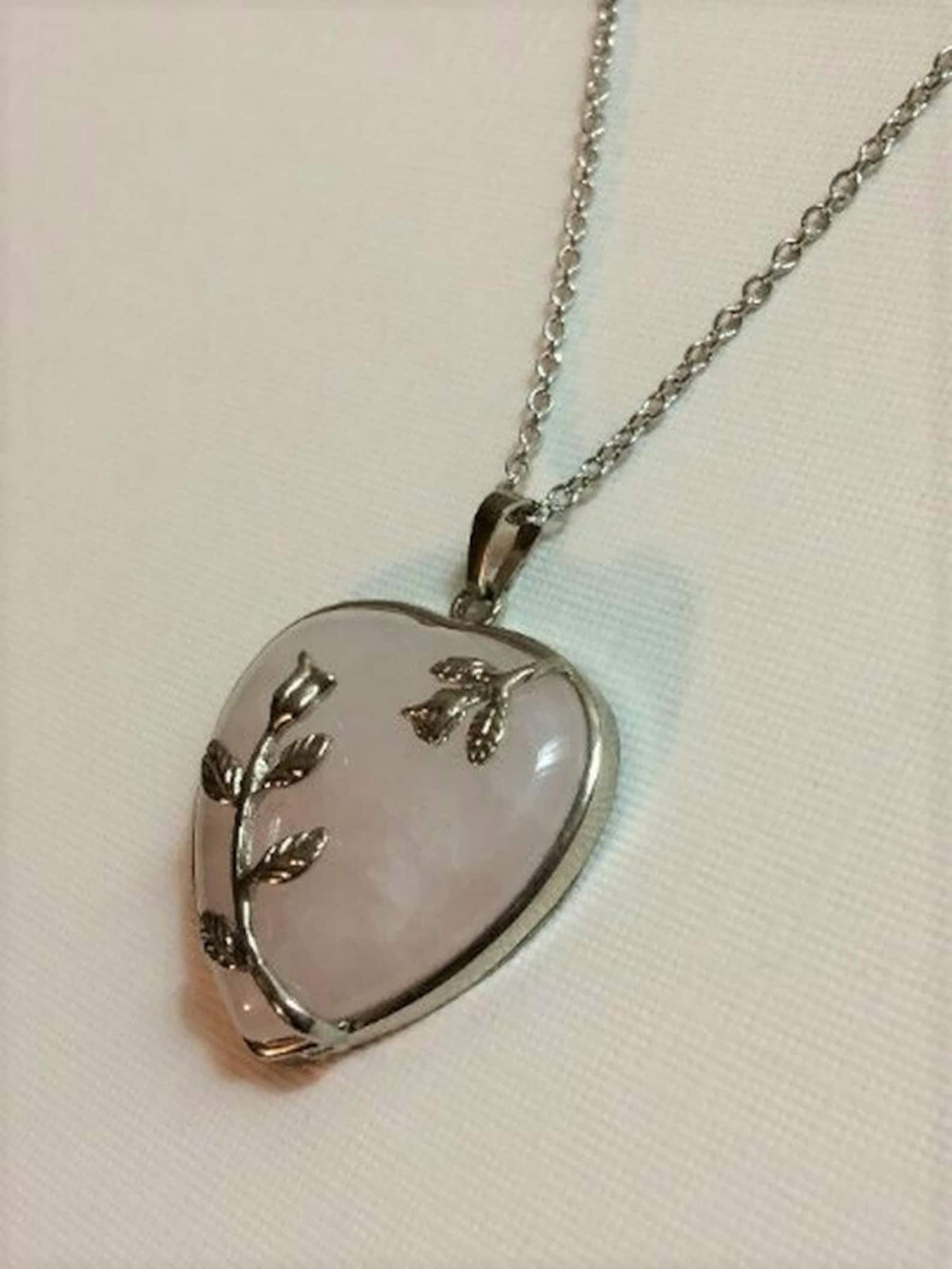 Rose Quartz Heart Necklace Gemstone Jewelry | Etsy