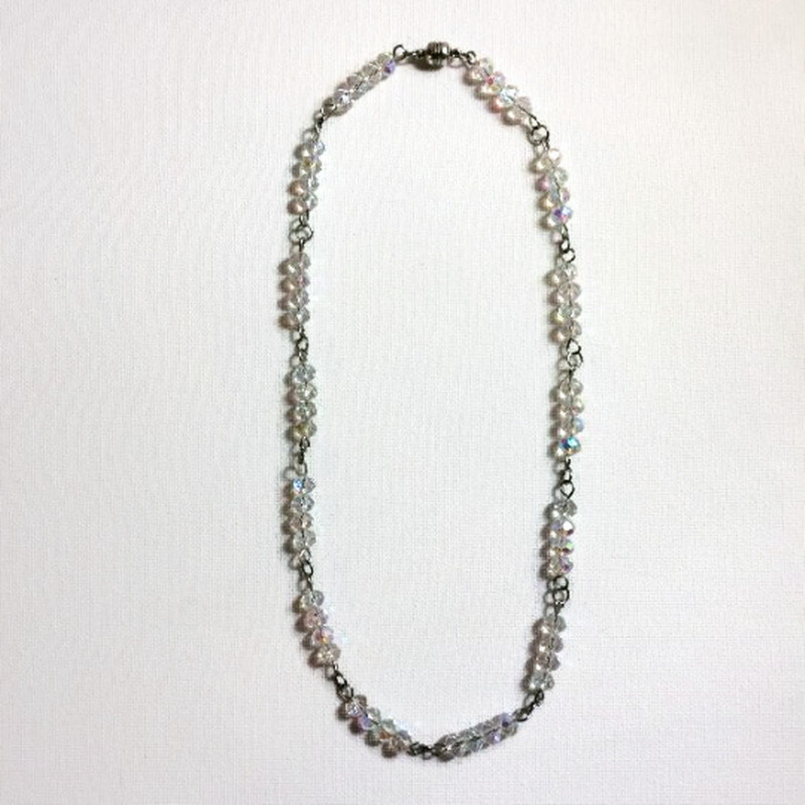 Glass Crystal Bead Necklace Hand Linked - Etsy