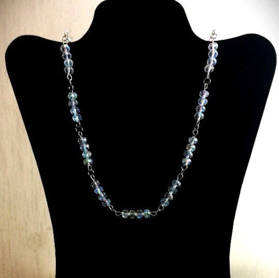 Glass Crystal Bead Necklace, Hand Linked - Etsy