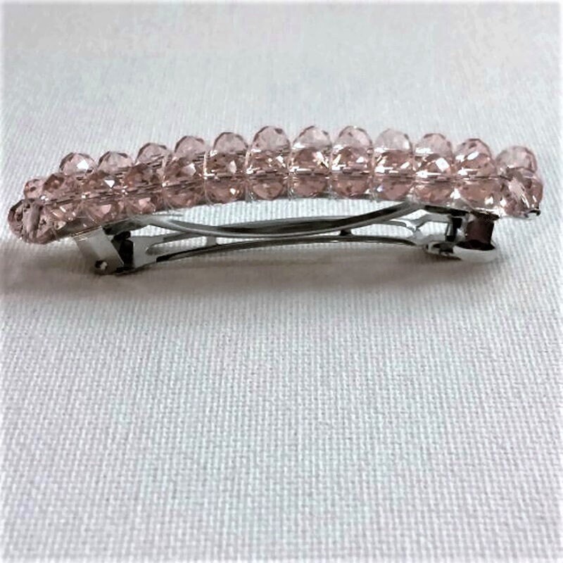 Pink Crystal Beaded Barrette 3 Inch - Etsy