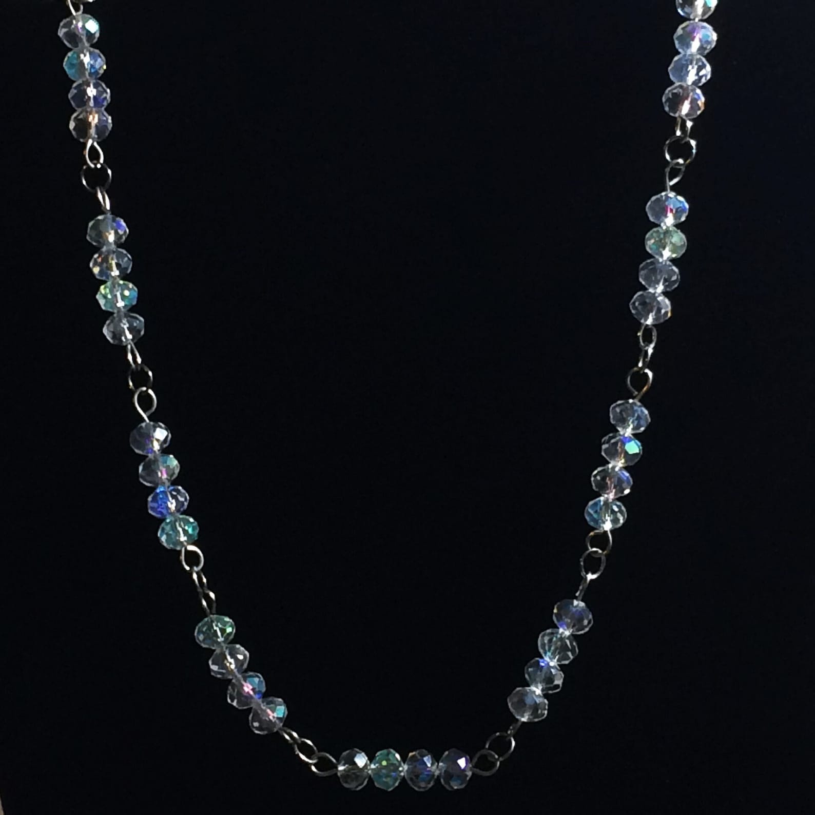 Glass Crystal Bead Necklace, Hand Linked - Etsy
