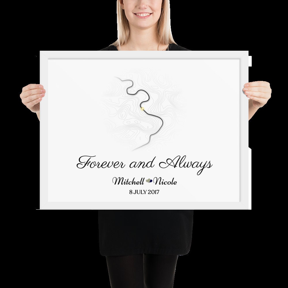 Custom Wedding Contour Map / Wedding Map / Couples Map / Engagement Map ...