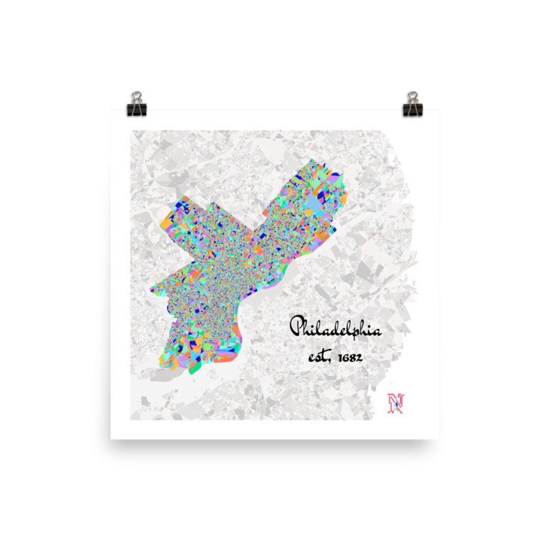 Philadelphia City Map, Poster Map, Blue, Geography, Cartography ...