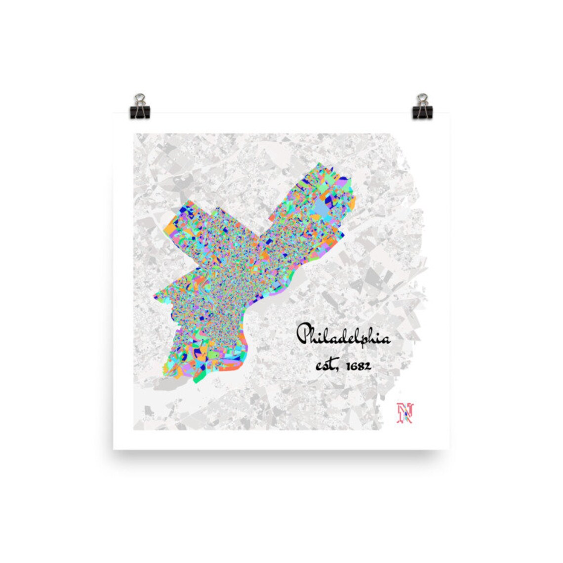 Philadelphia City Map Poster Map Blue Geography - Etsy
