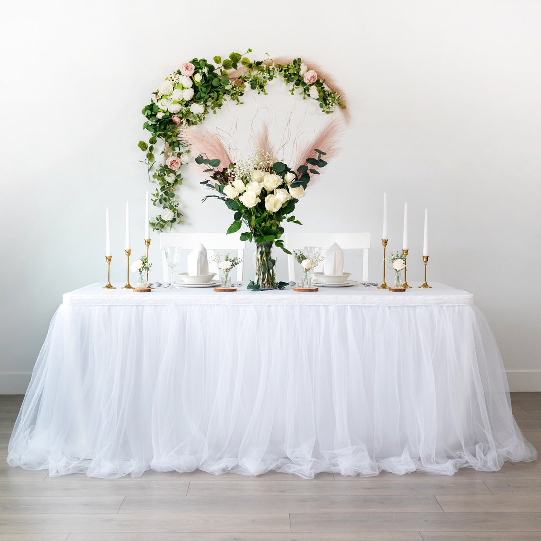 White Tulle Table Skirt, Tutu Table Skirt. Party Table Decoration for ...