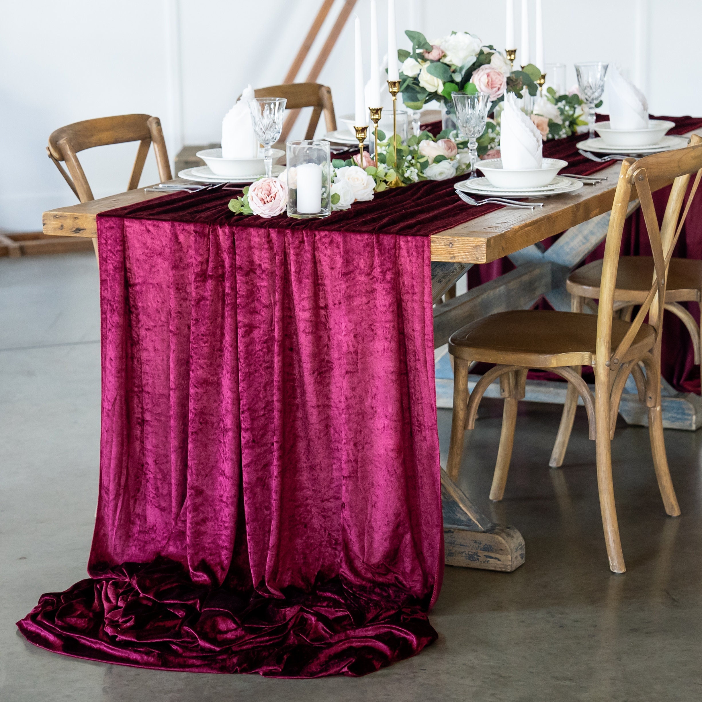 Burgundy Velvet Fabric Table Runner. 10 Yard Velvet Runners - Etsy